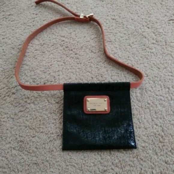 Michael Kors | Bags | Michael Kors Black Logo Vinyl Belted Bag Size M ...